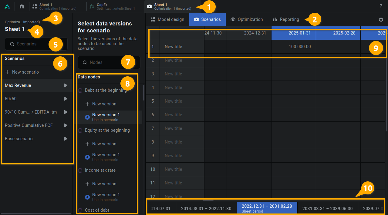 Scenarios view - AIMES documentation